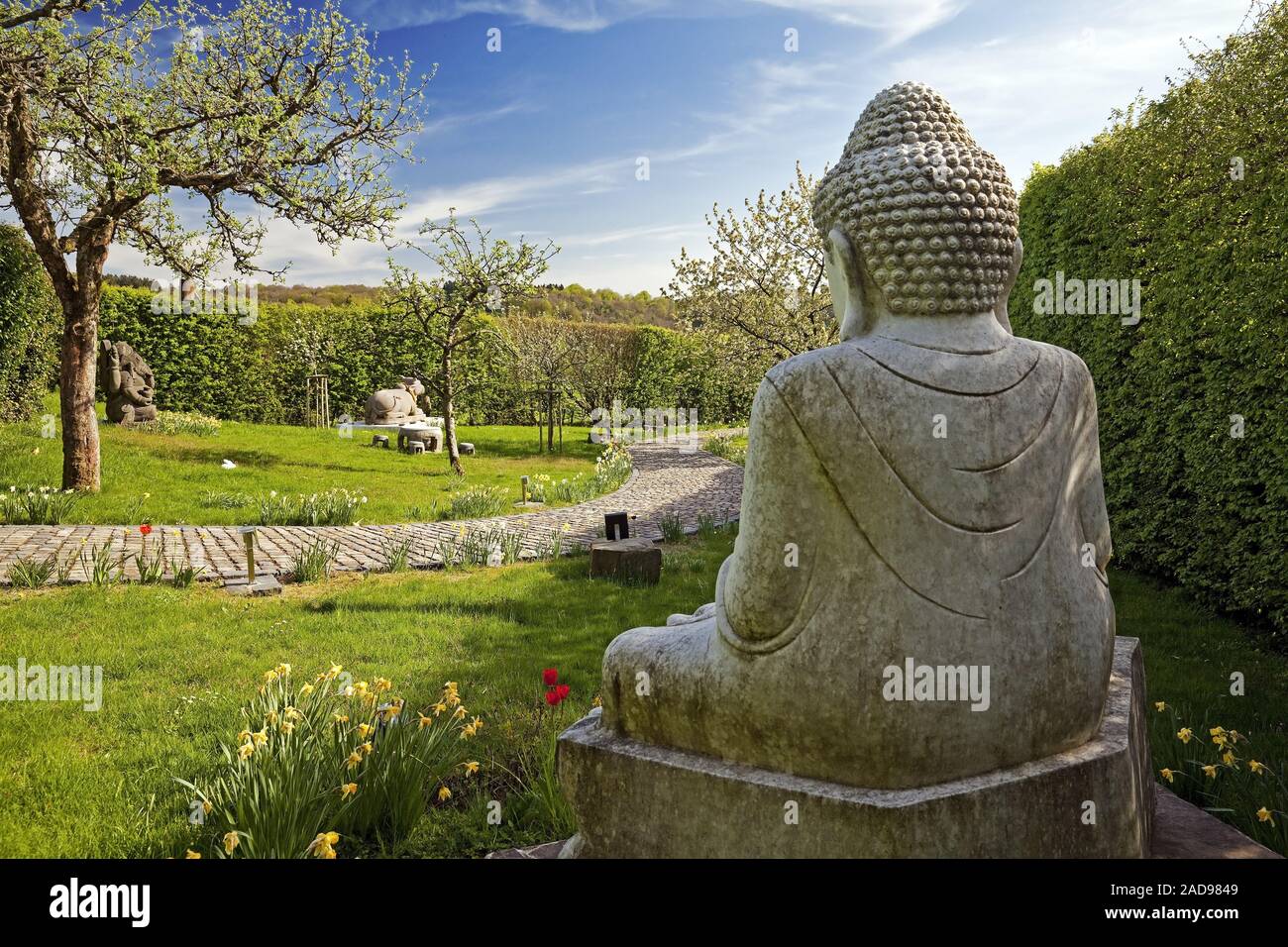 Sculpture in the garden of the Museum of Asian Art, Radevormwald ...