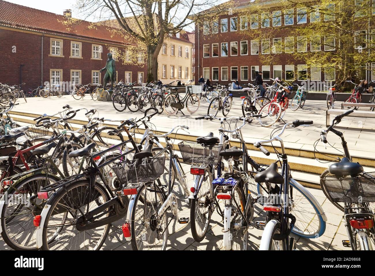 many bicycles parked in the inner city, Muenster, North Rhine ...