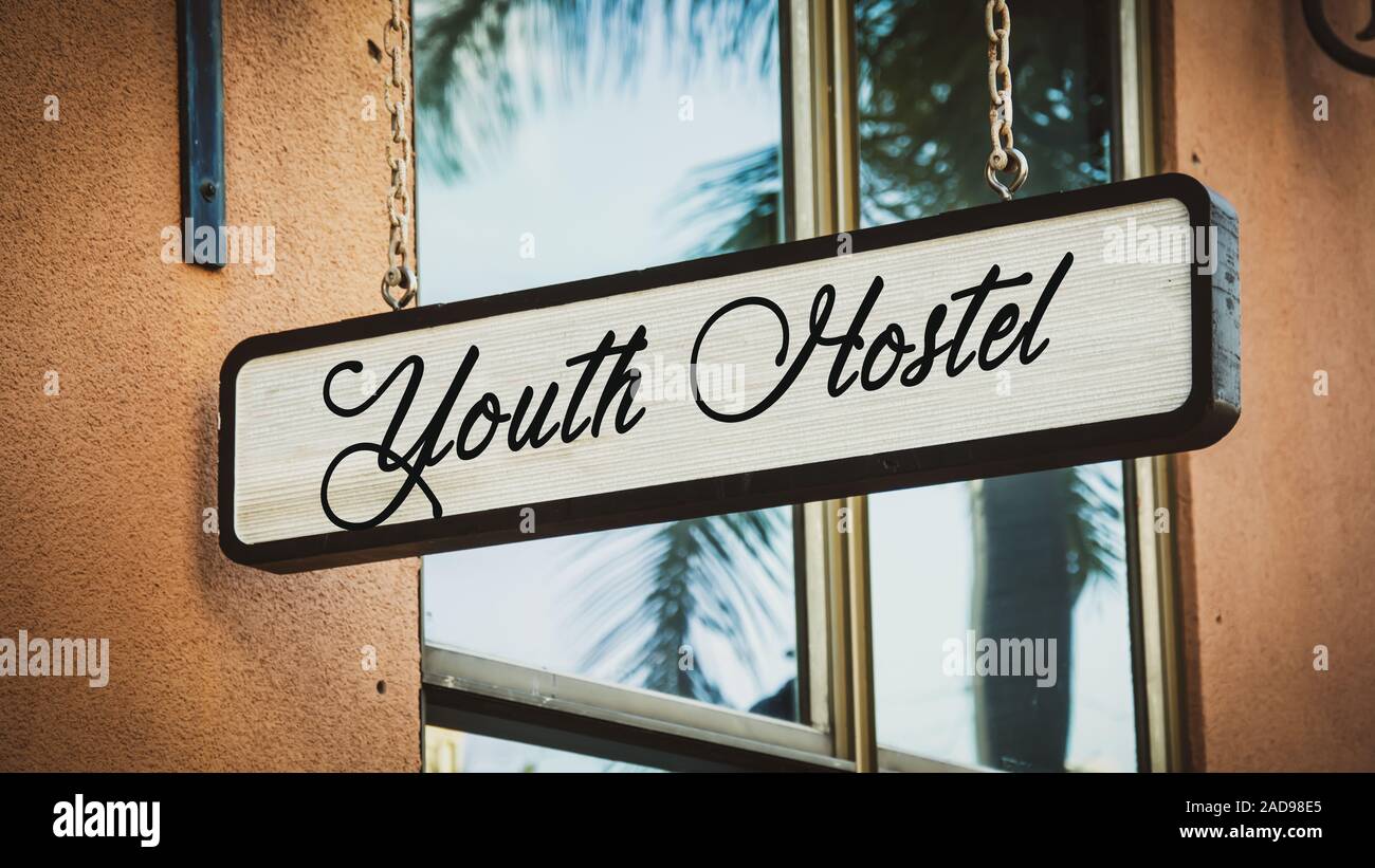Street Sign to Youth Hostel Stock Photo - Alamy