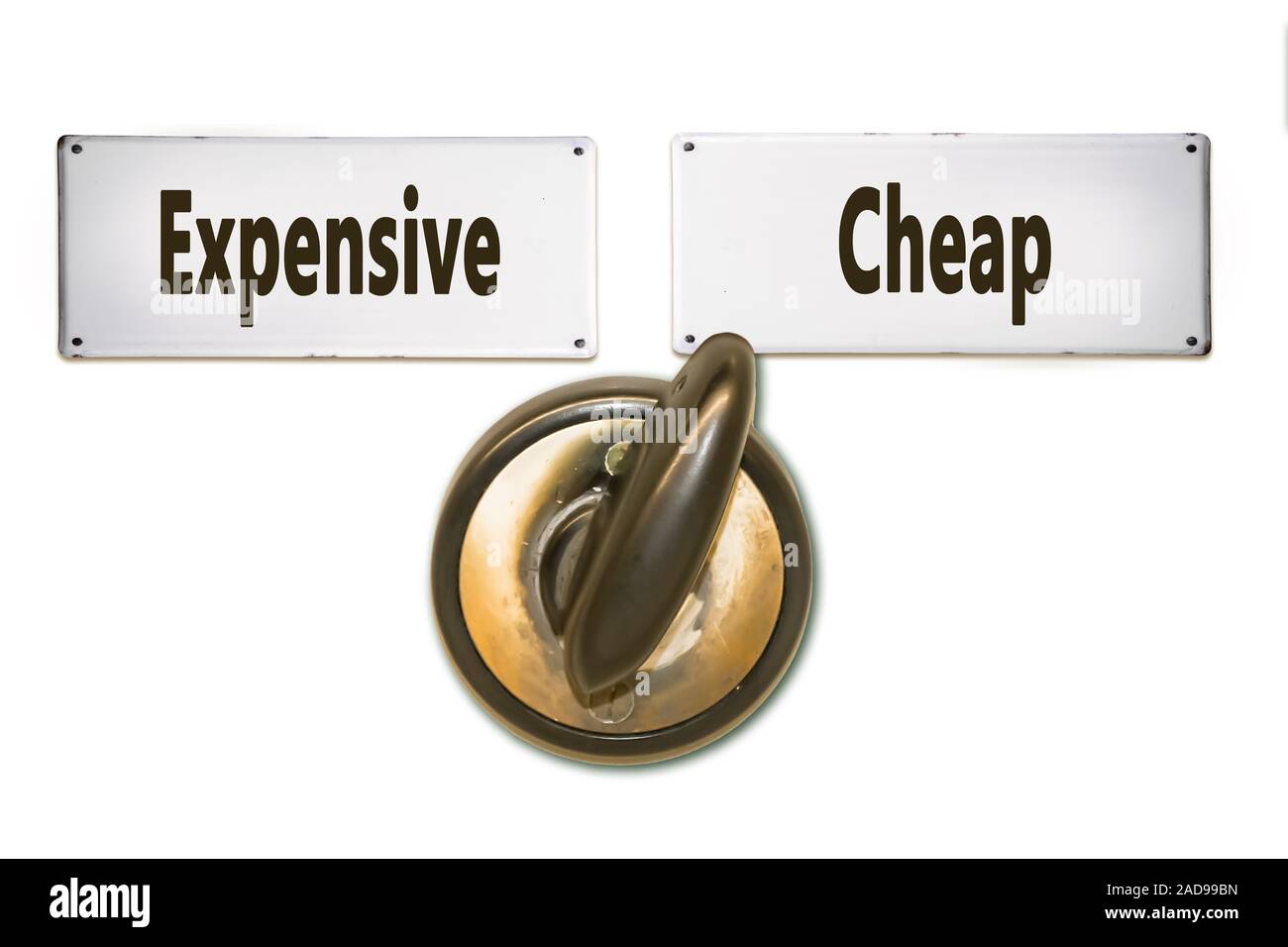 Street Sign Cheap versus Expensive Stock Photo - Alamy