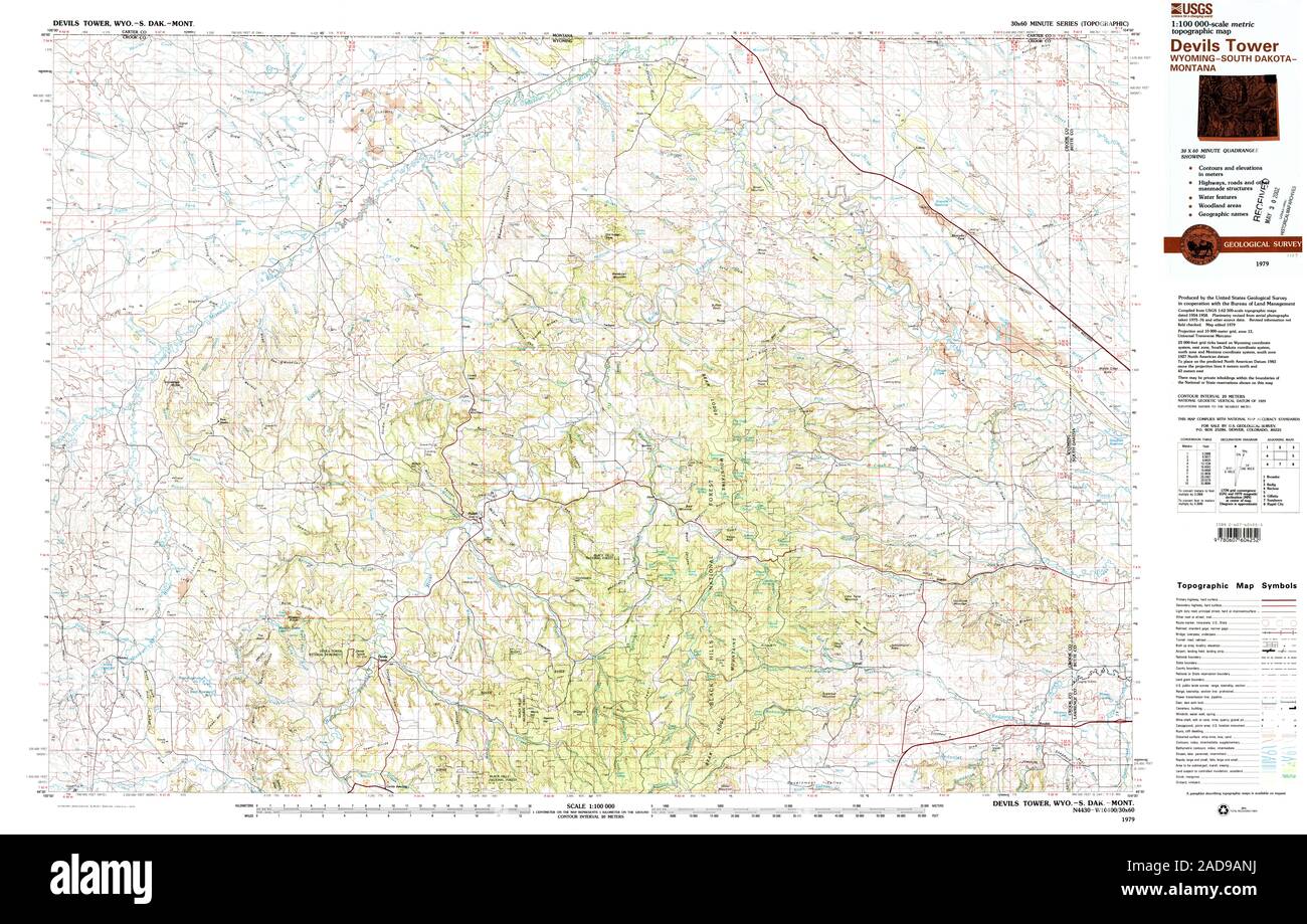 USGS TOPO Map South Dakota WY Devils Tower 342324 1979 100000 ...