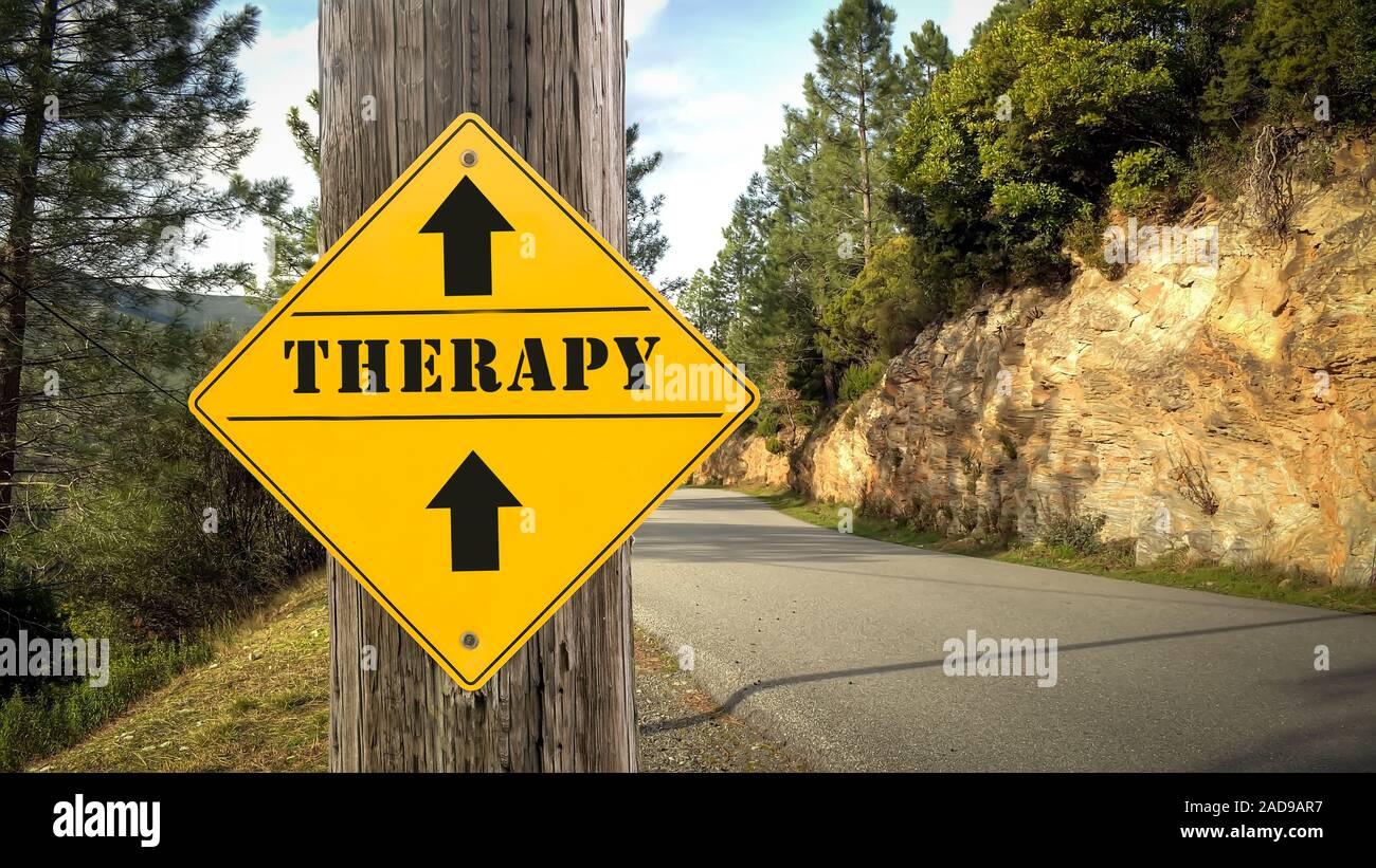 Street Sign to Therapy Stock Photo - Alamy