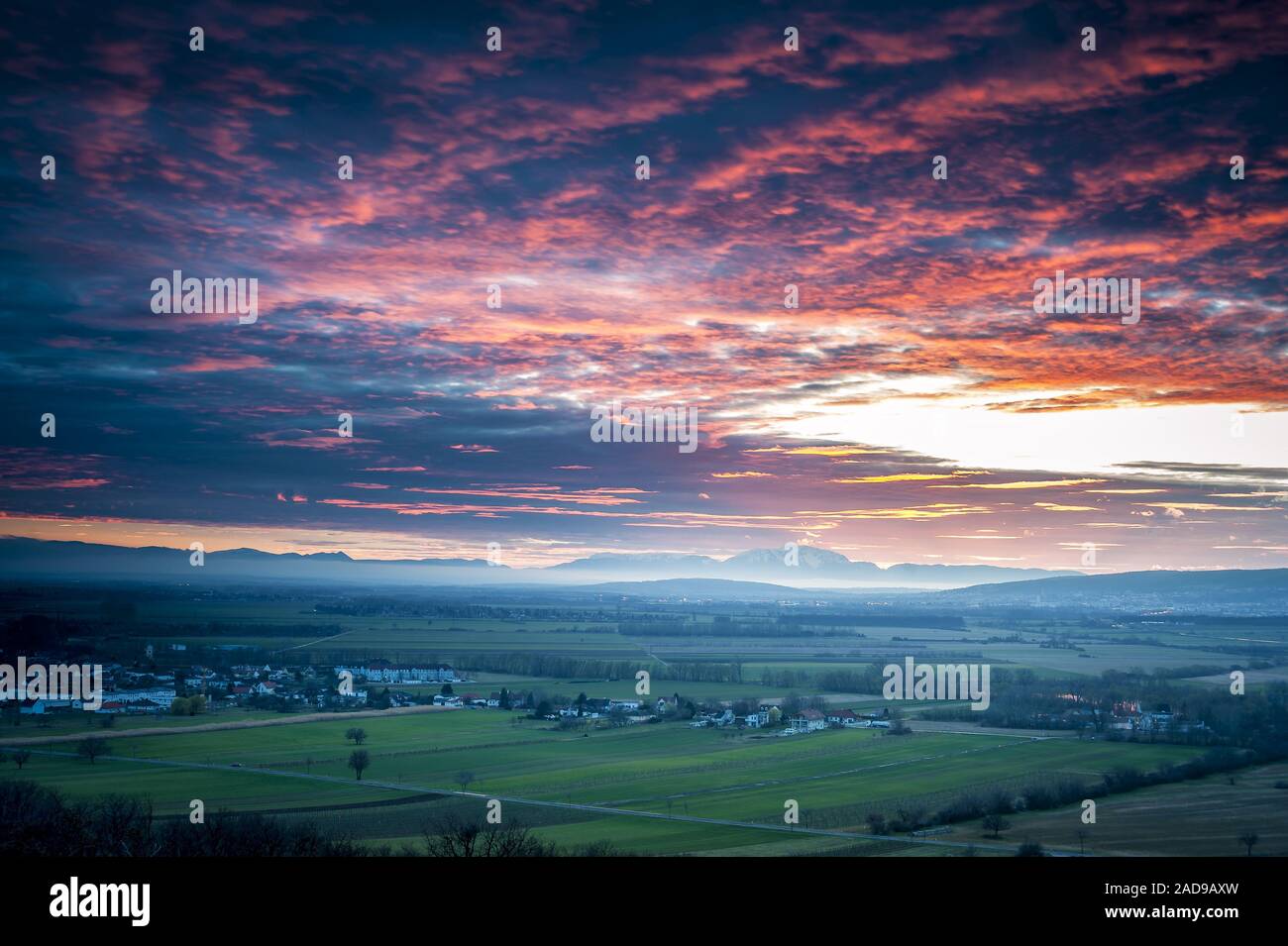 landscape with dark red clouds at sunset Stock Photo - Alamy