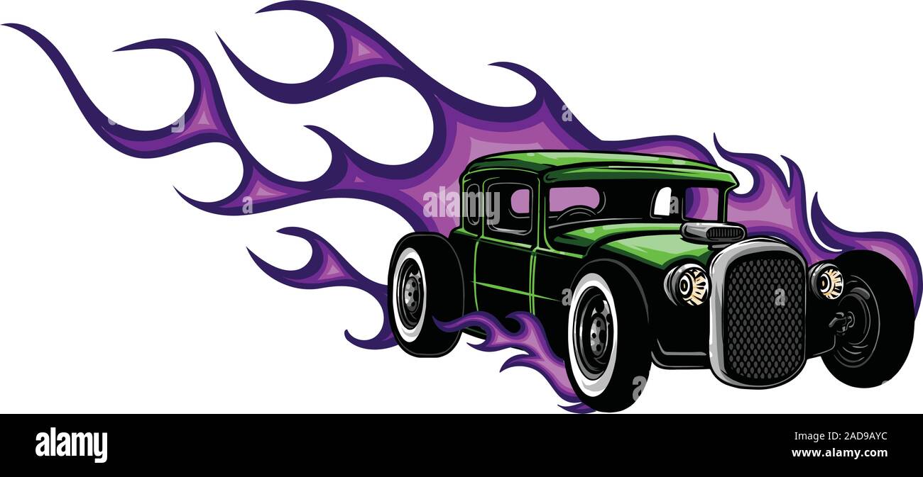 vector muscle car with flames Crazy race Stock Vector Image & Art - Alamy
