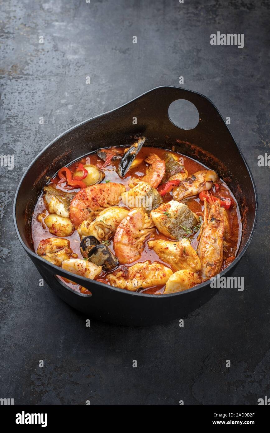 Traditional French Corsican fish stew with prawns Stock Photo - Alamy
