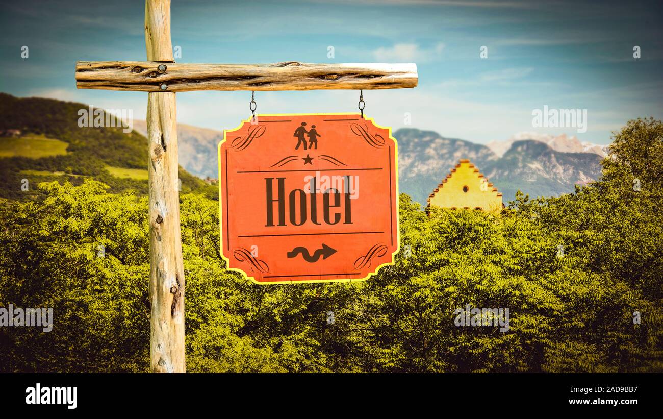 Street Sign to Hotel Stock Photo - Alamy