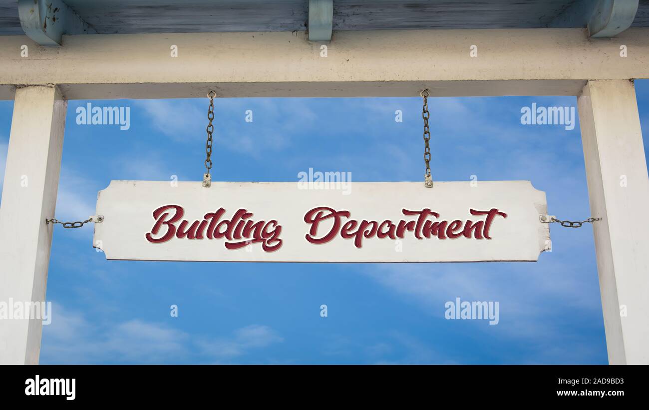 Street Sign Building Department Stock Photo - Alamy