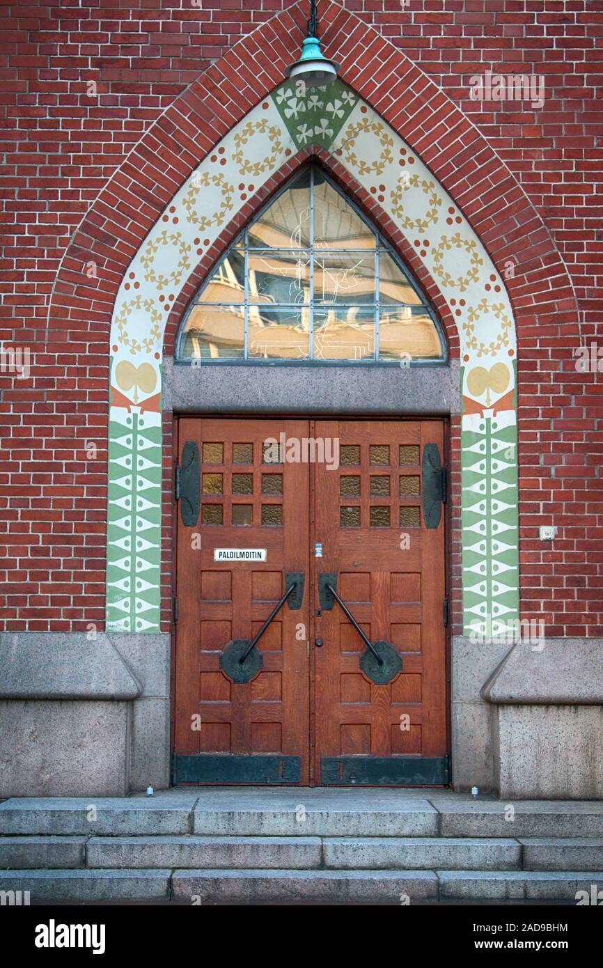 Church porch, Lancet door. Protestant Church Stock Photo - Alamy