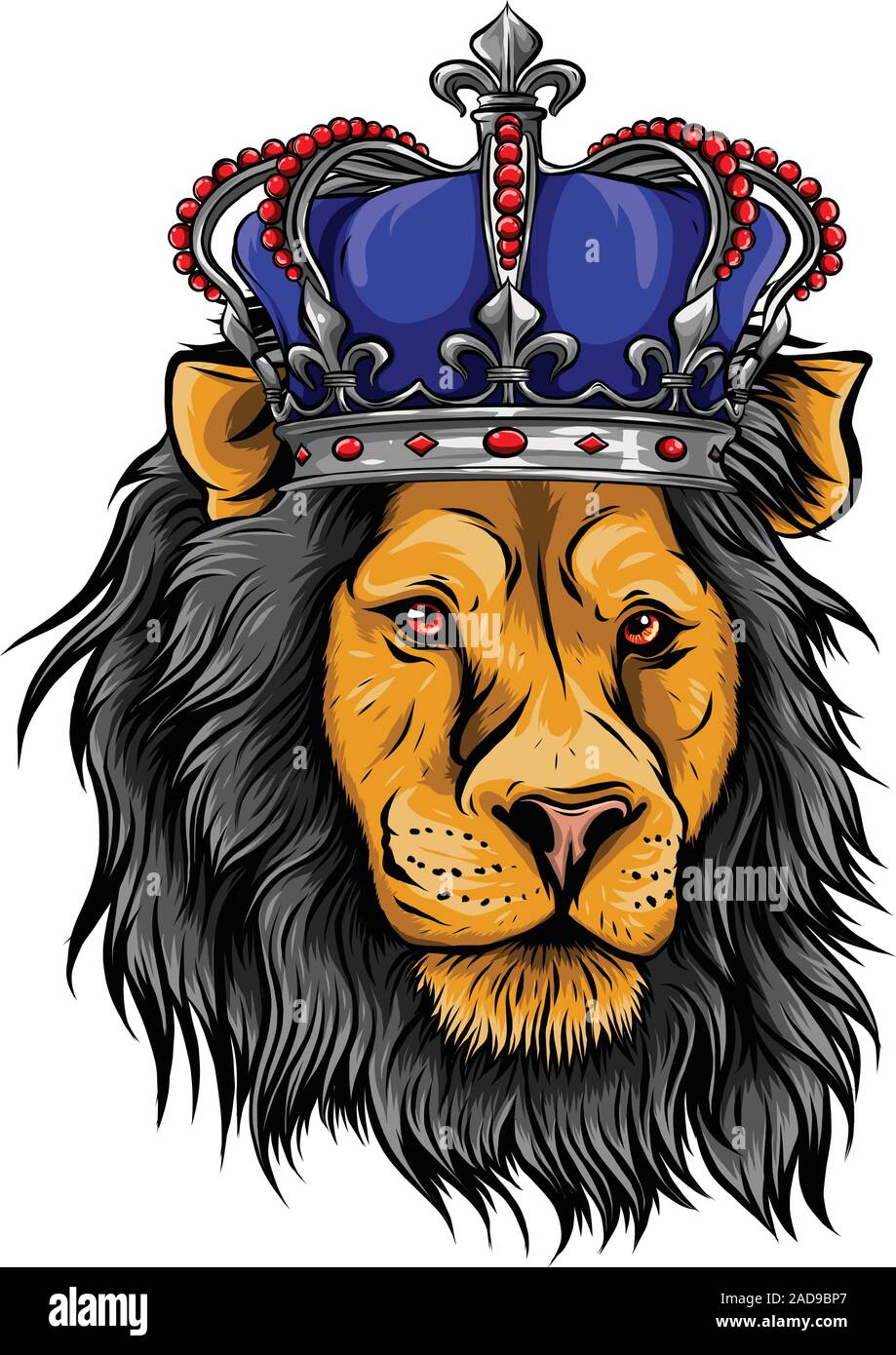Vector Color King Lion Illustration on white background Stock Vector ...