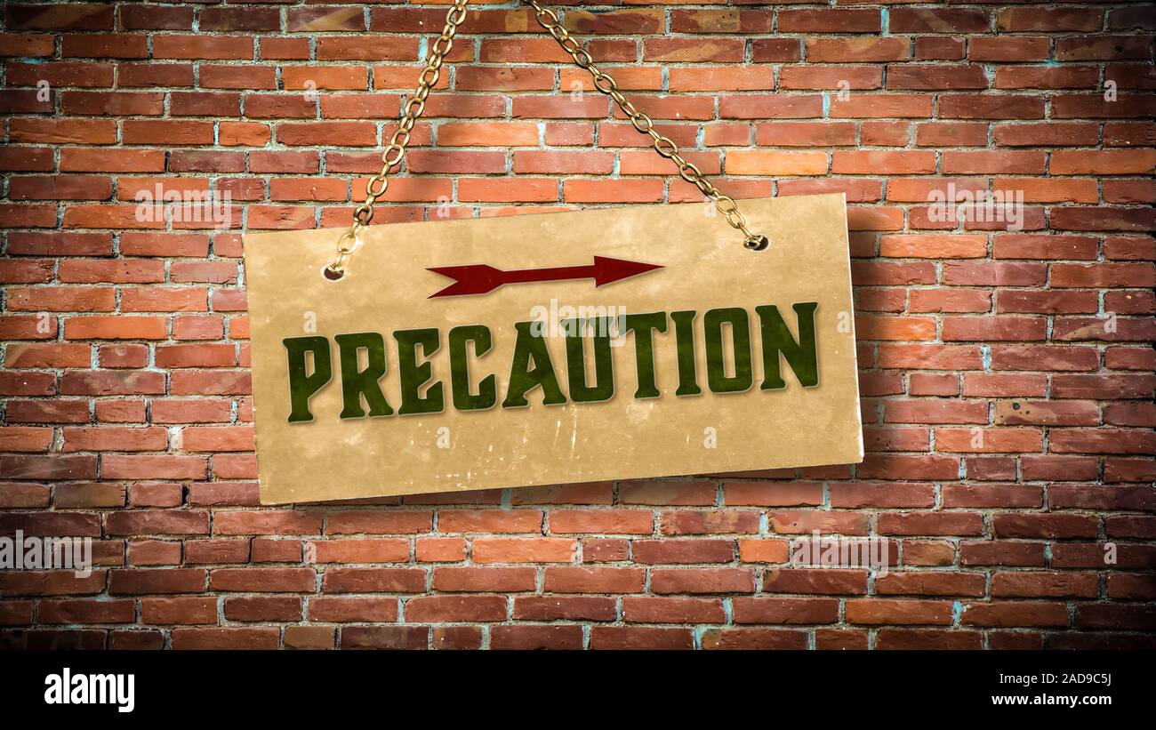 Street Sign to Precaution Stock Photo - Alamy