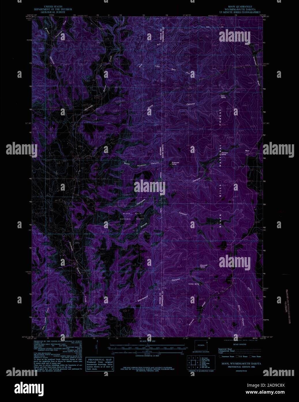 USGS TOPO Map South Dakota WY Moon 340522 1984 24000 Inverted ...