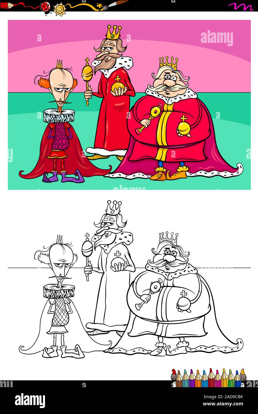 kings fantasy characters group color book Stock Photo - Alamy
