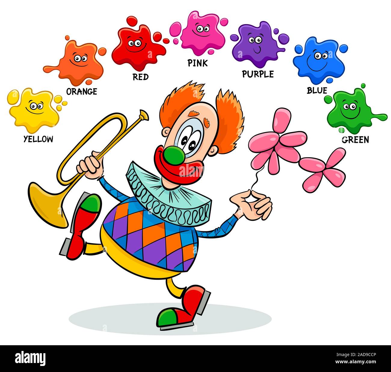 basic colors educational worksheet with clown Stock Photo - Alamy