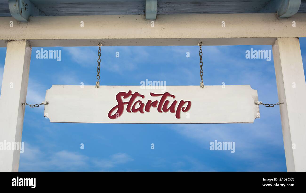 Street Sign to Startup Stock Photo - Alamy