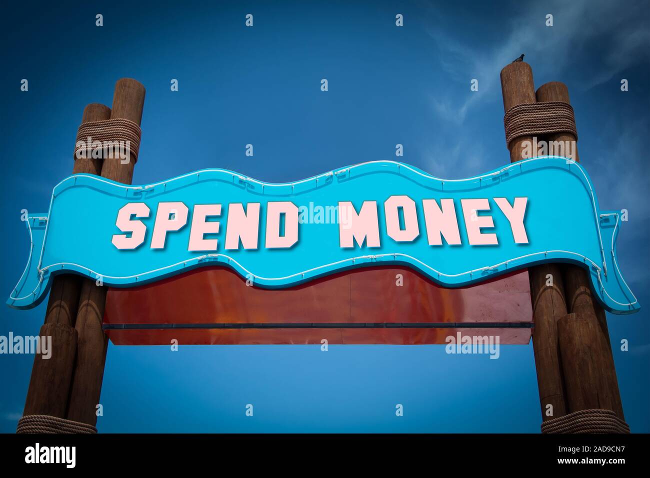 Street Sign Spend Money Stock Photo - Alamy