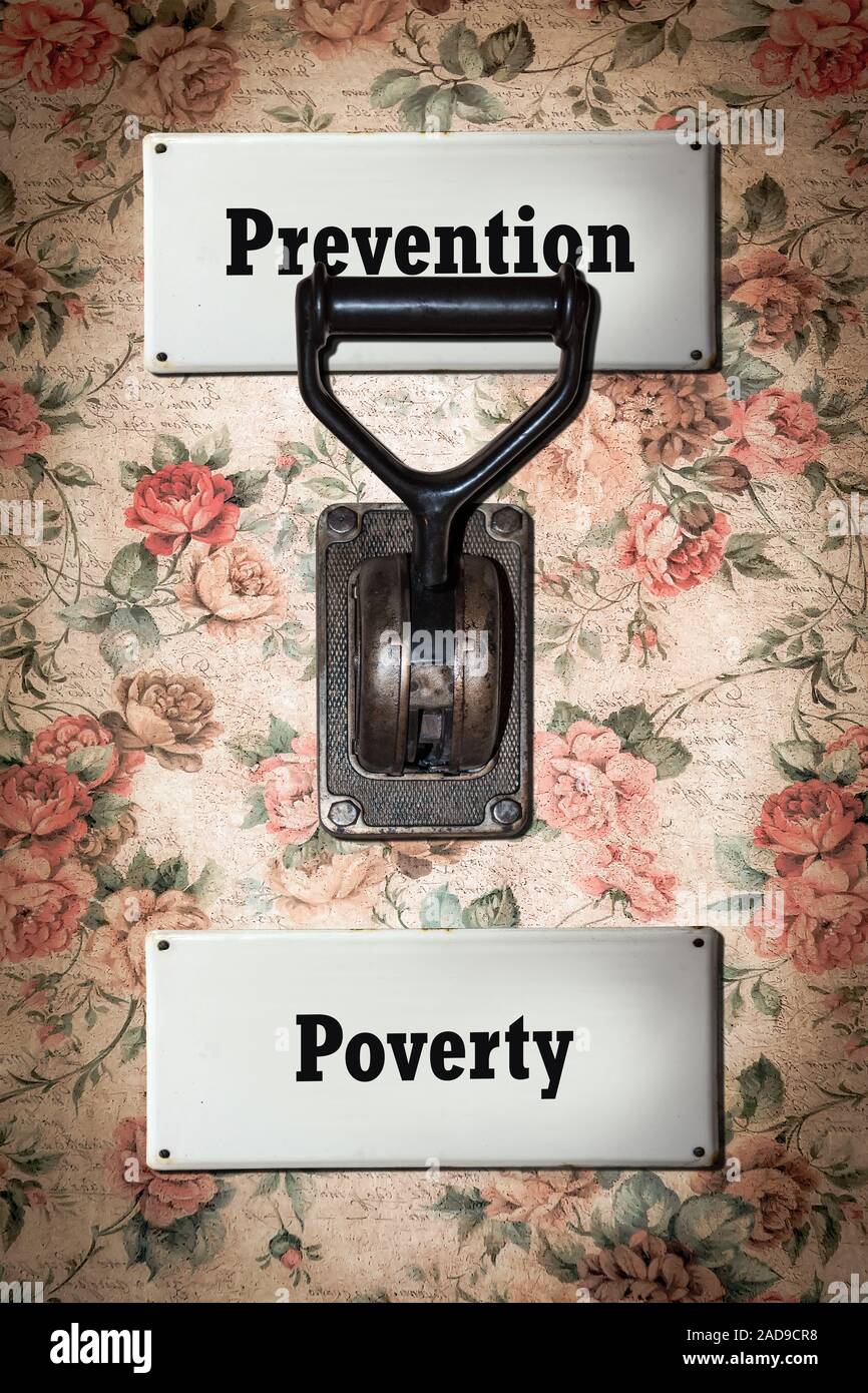 Street Sign Prevention versus Poverty Stock Photo - Alamy