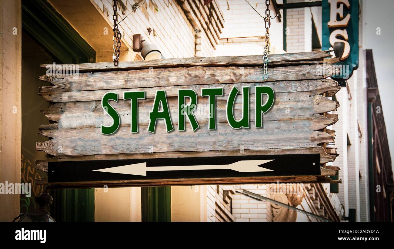 Street Sign to Startup Stock Photo - Alamy