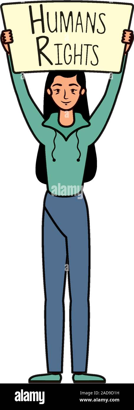 young woman with human rights label character Stock Vector Image & Art ...