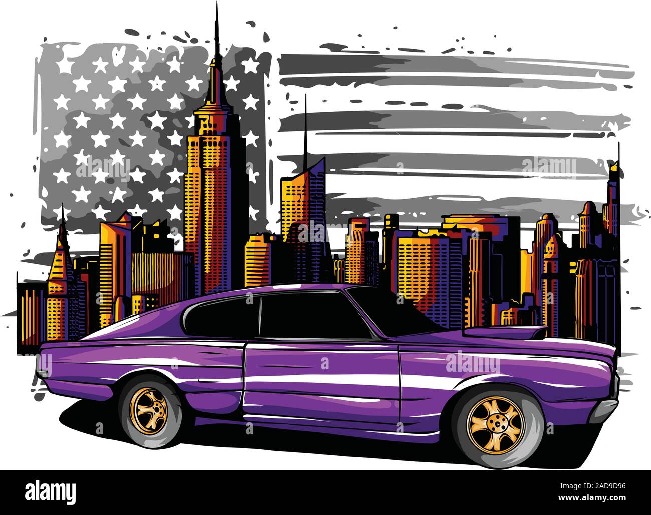 vector graphic design illustration of an American muscle car Stock ...