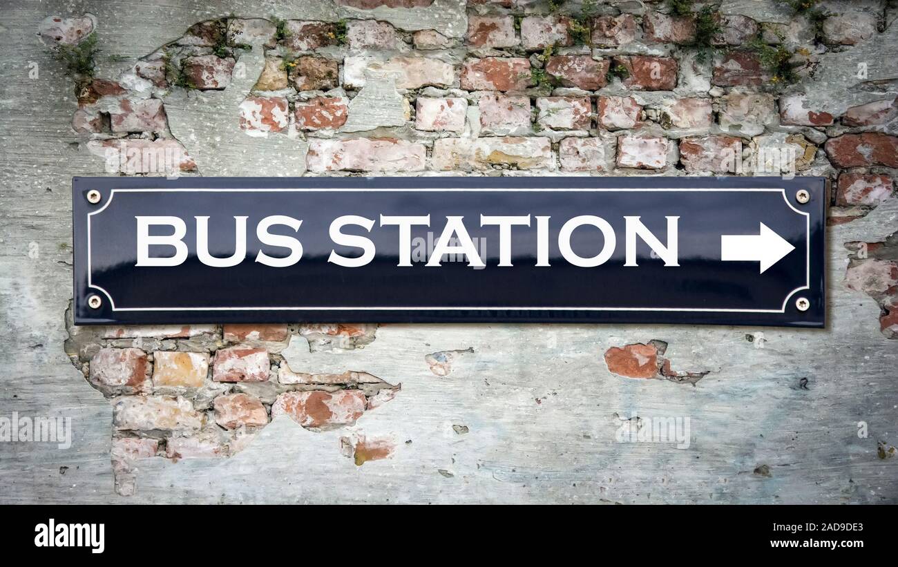 Street Sign to Bus Station Stock Photo - Alamy