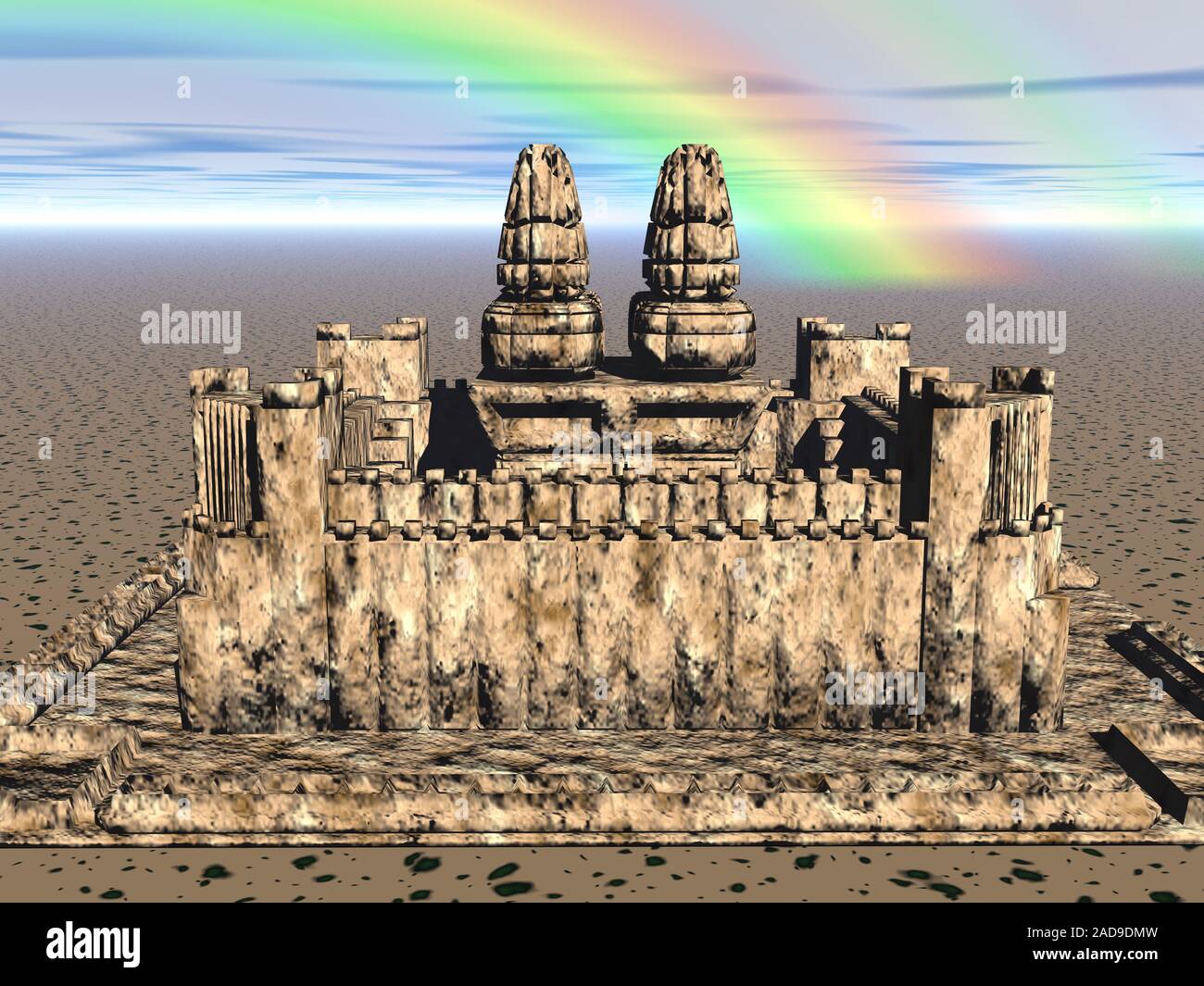 Sandcastle under rainbow Stock Photo - Alamy