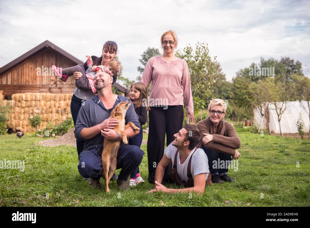 portrait of happy family at farm Stock Photo - Alamy