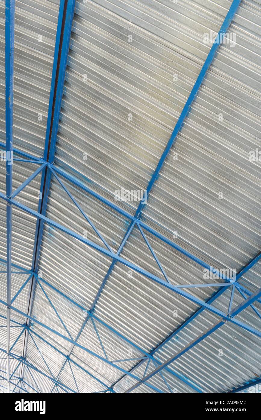 metal roof construction of an industrial facility, inside view Stock ...