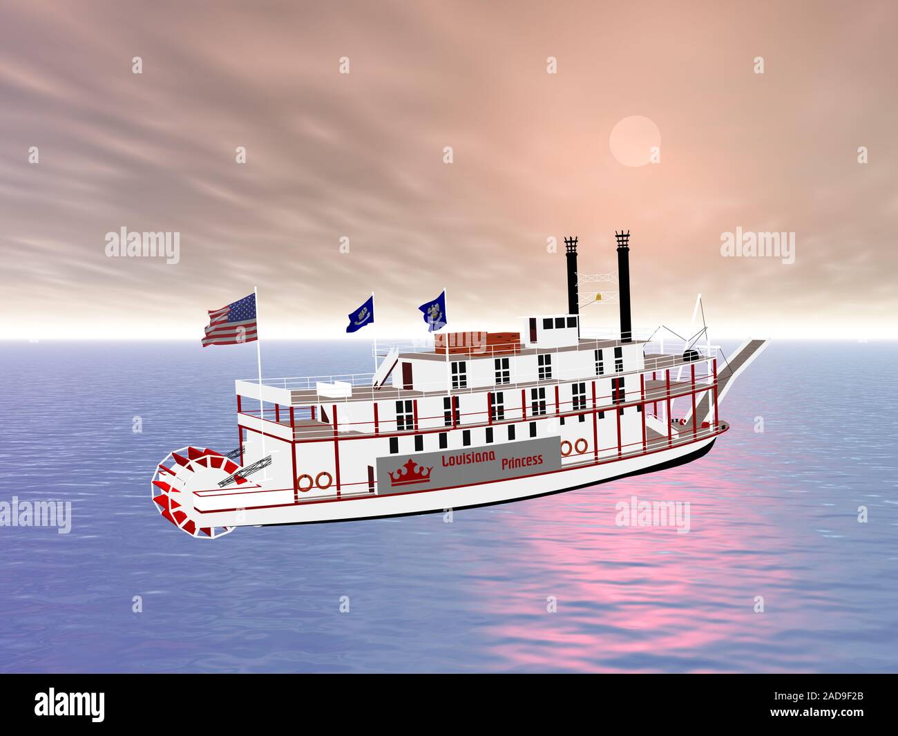 Paddle steamer on the sea Stock Photo - Alamy