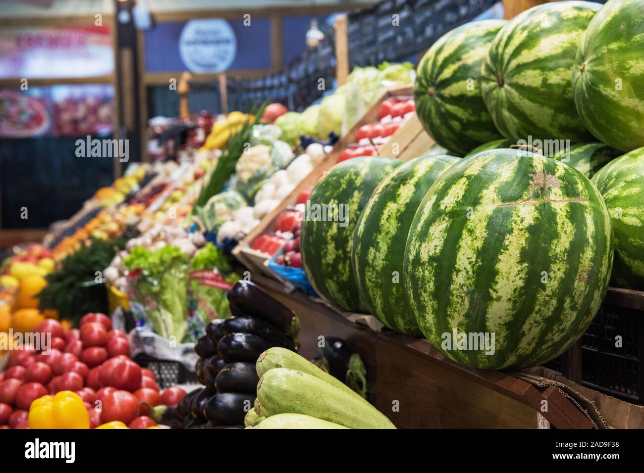 Ripe watermelons in farmer market Stock Photo - Alamy