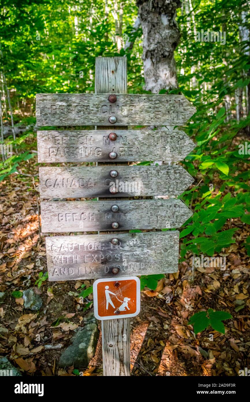 A description board for the trail in Acadia National Park, Maine Stock ...