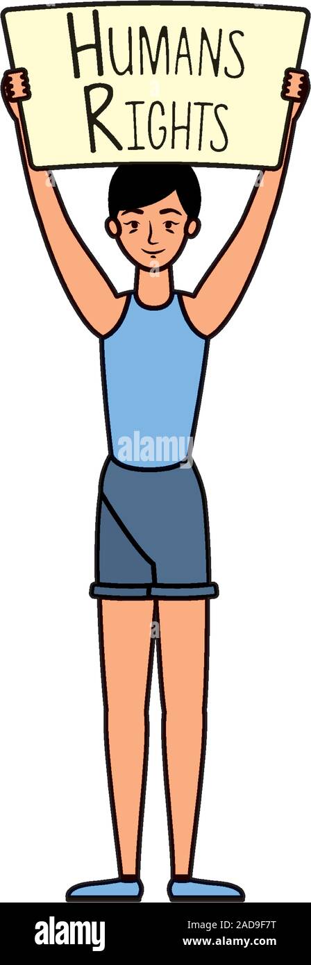 young woman with human rights label character Stock Vector Image & Art ...