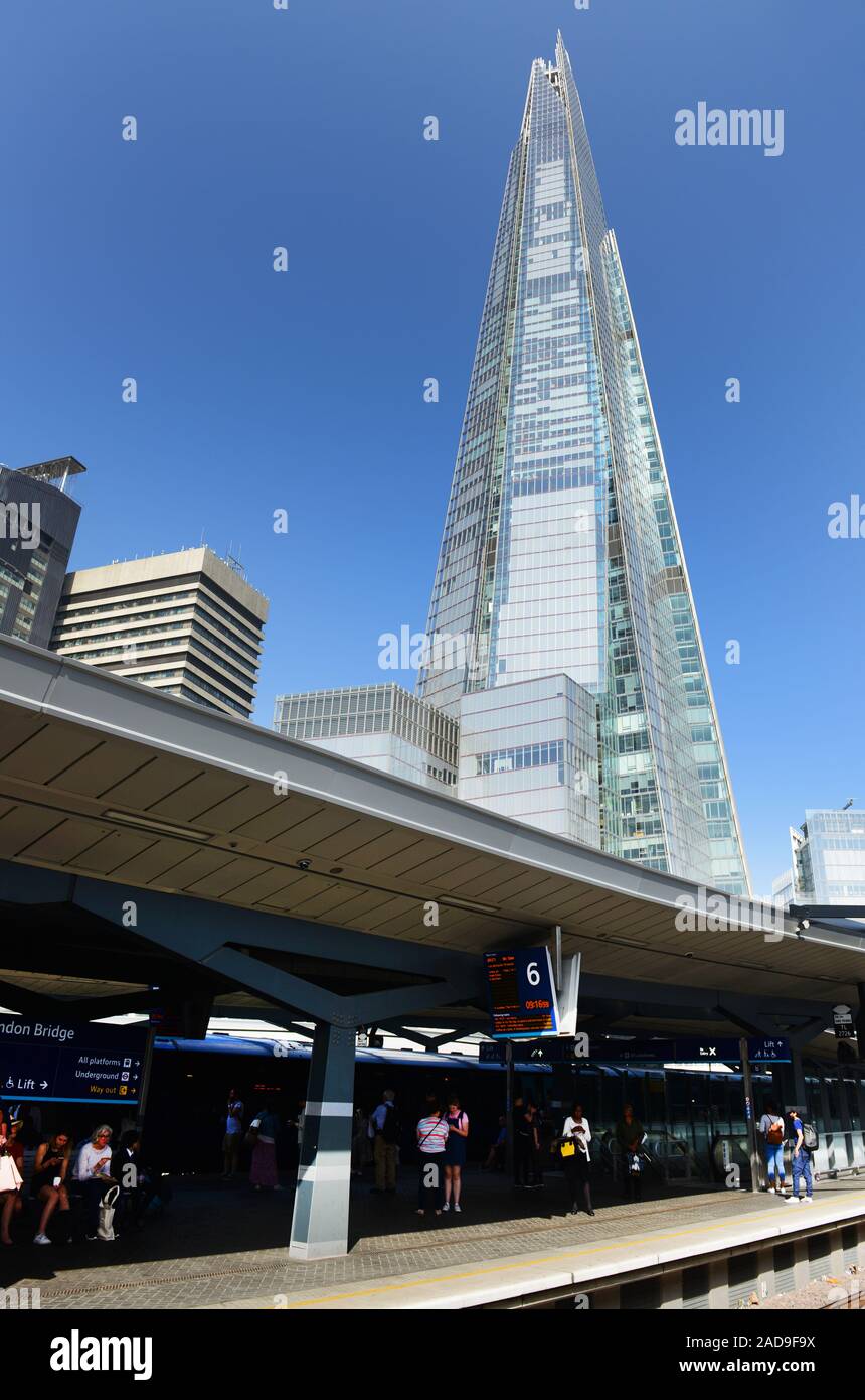 The Shard building as seen from the London Bridge railway station Stock ...