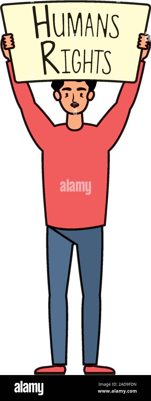 young man with human rights label character Stock Vector Image & Art ...