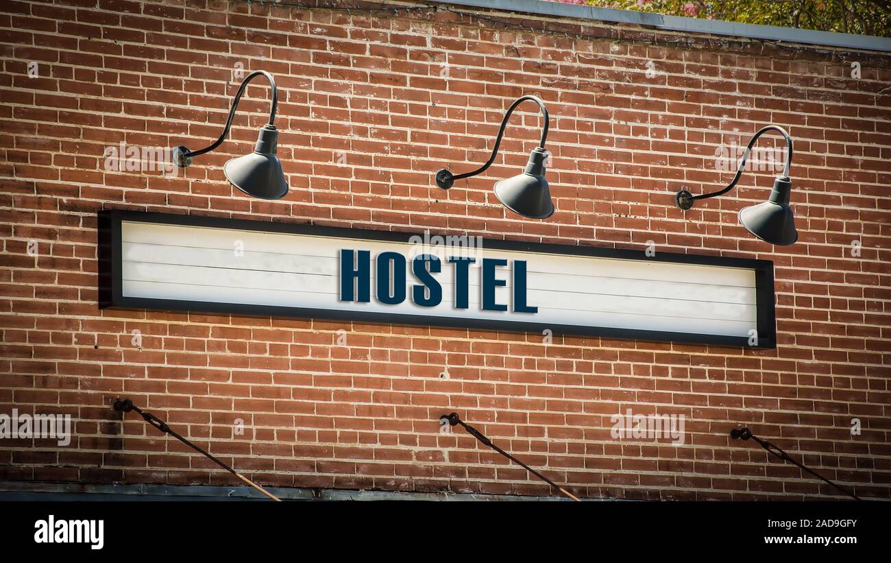 Street Sign to Hostel Stock Photo - Alamy