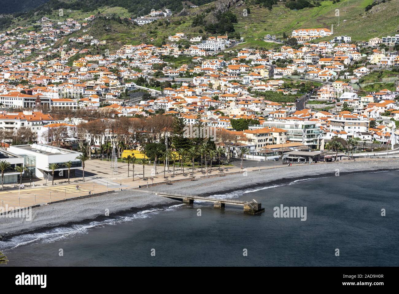 coastal town, Machico, east coast, Madeira, Portugal, Europe Stock ...