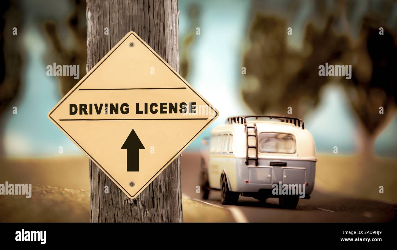 Street Sign DRIVING LICENSE Stock Photo - Alamy