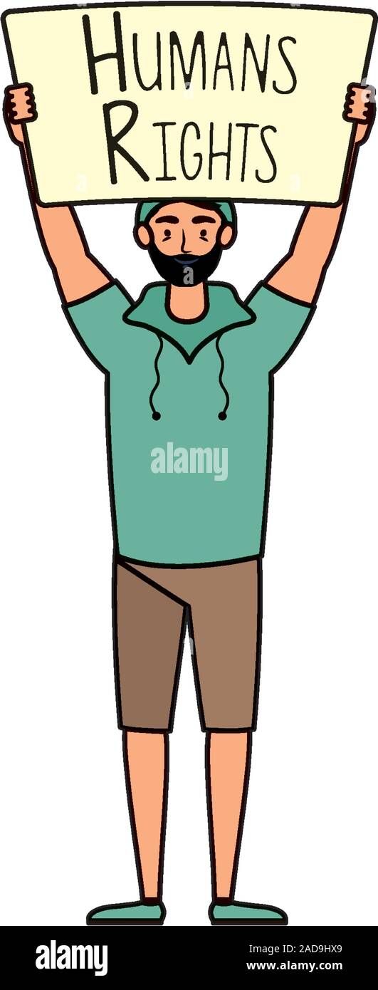 young man with human rights label character Stock Vector Image & Art ...