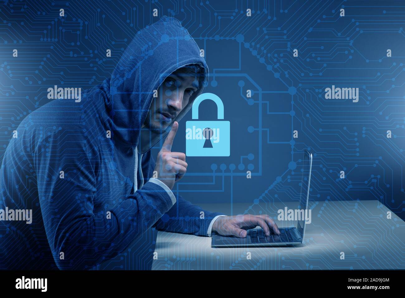 Hacker in digital security concept Stock Photo - Alamy