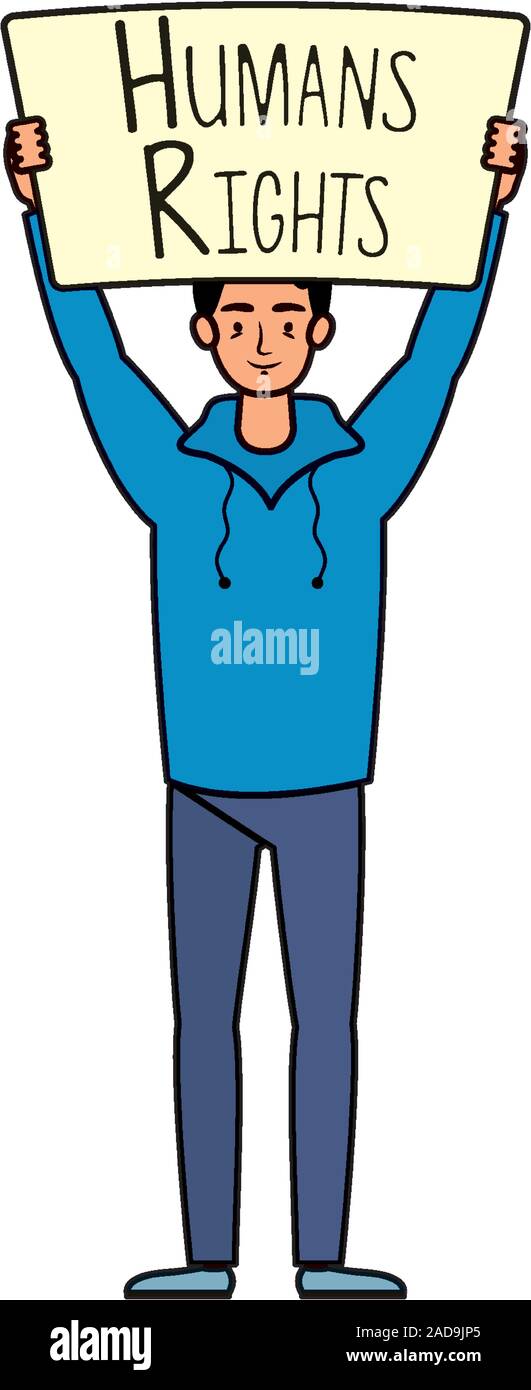young man with human rights label character Stock Vector Image & Art ...