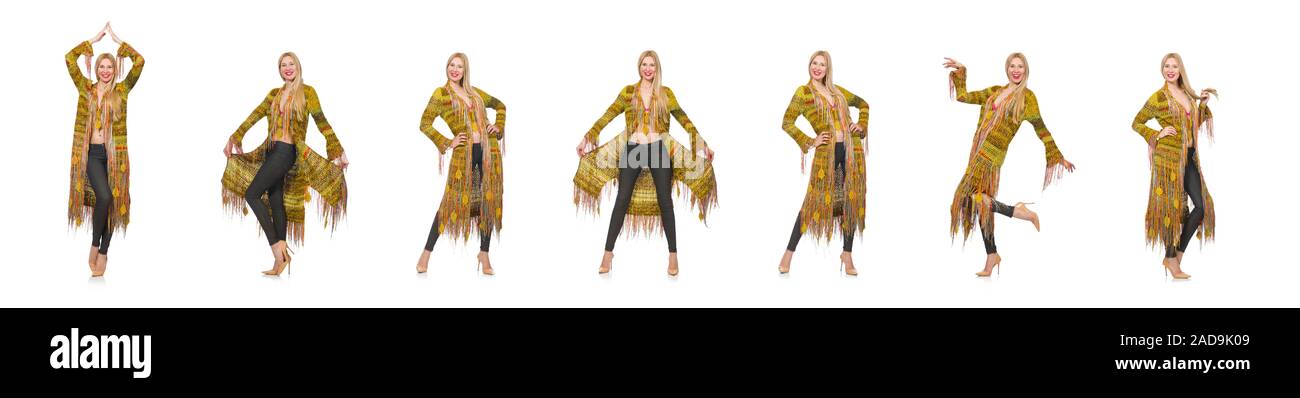 White woman in yellow jacket Cut Out Stock Images & Pictures - Alamy