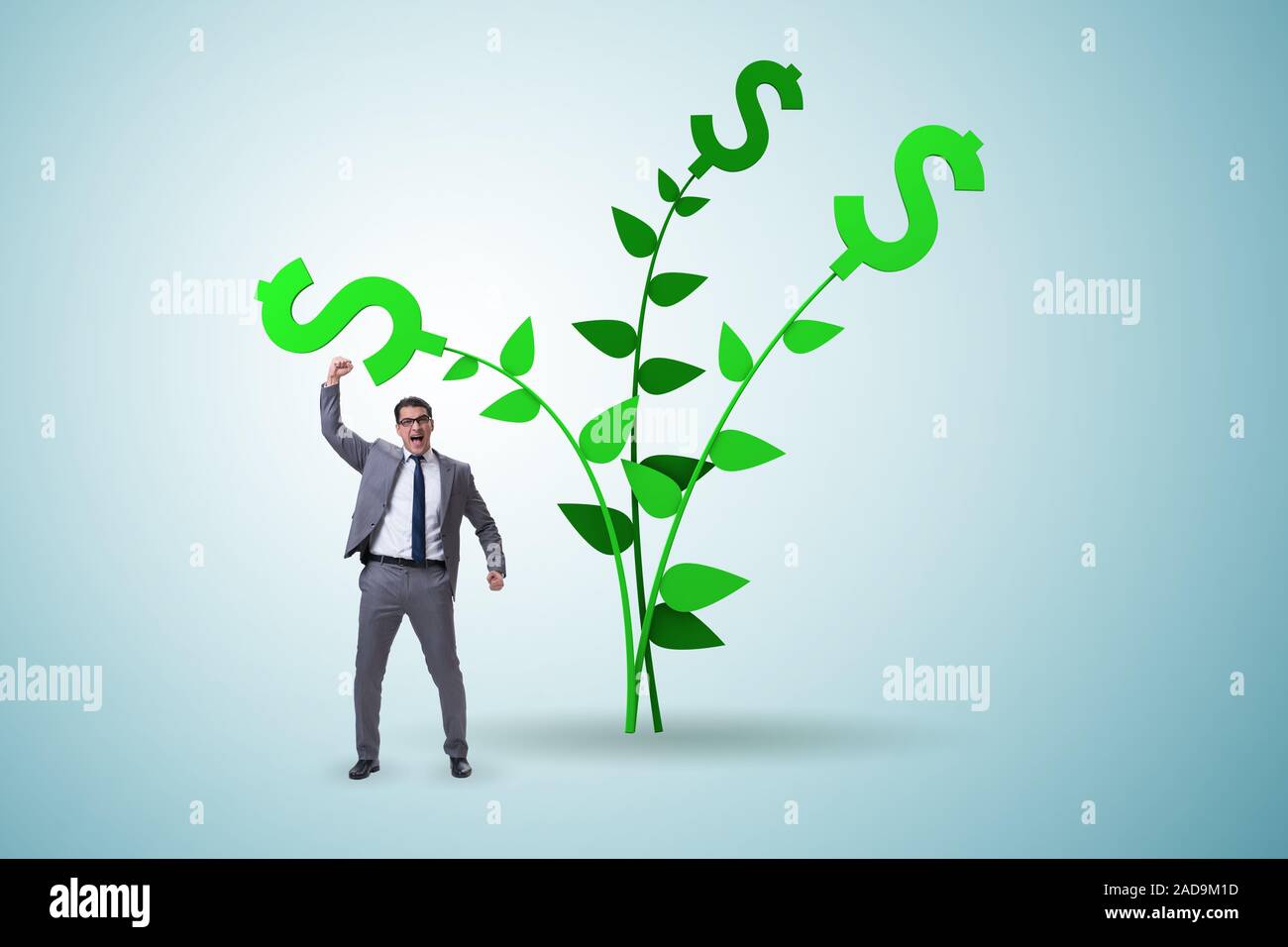 Money tree concept with businessman in growing profits Stock Photo - Alamy