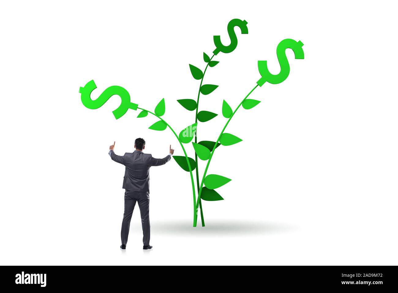 Money tree concept with businessman in growing profits Stock Photo - Alamy
