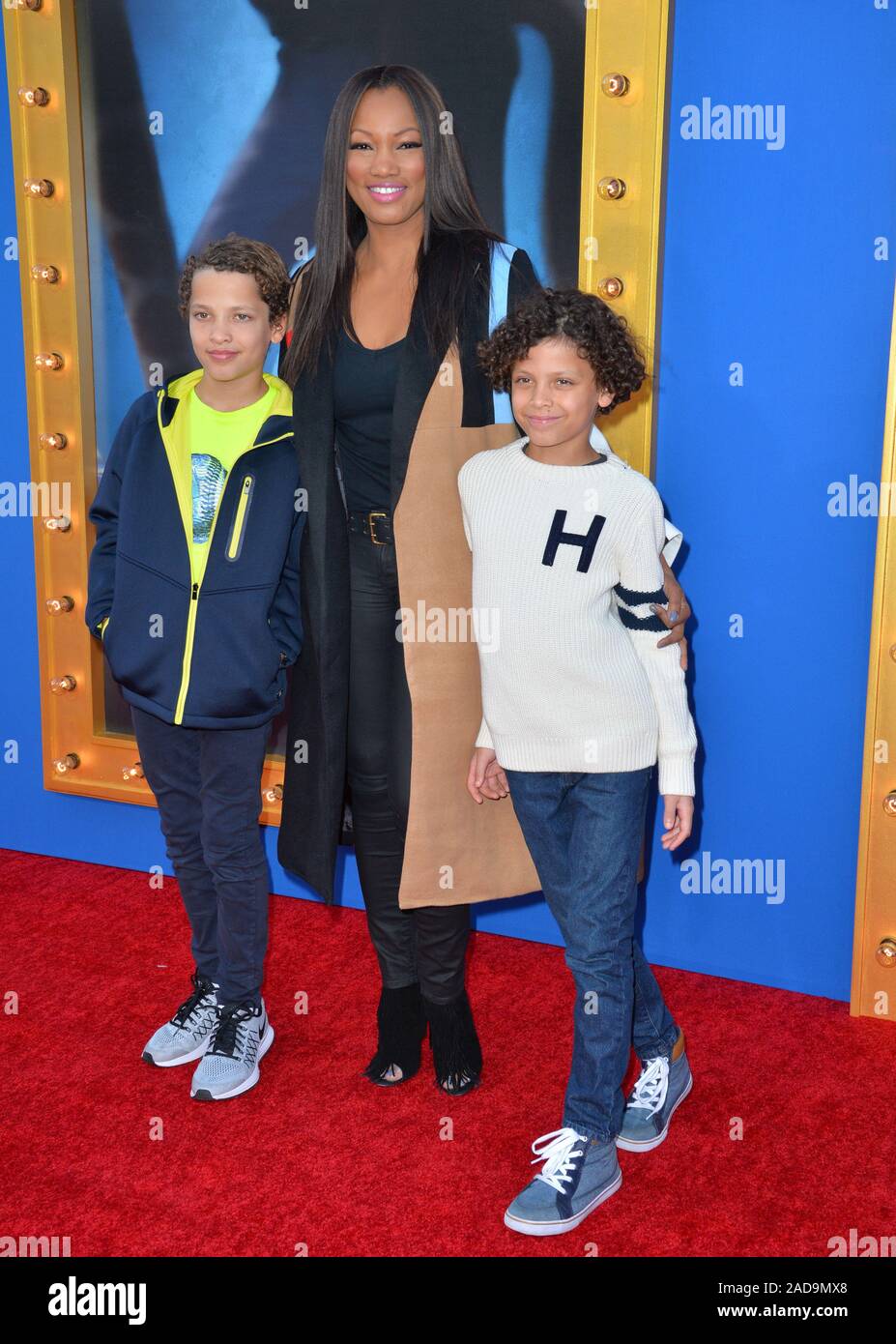 LOS ANGELES, CA. December 3, 2016: Actress Garcelle Beauvais & sons ...