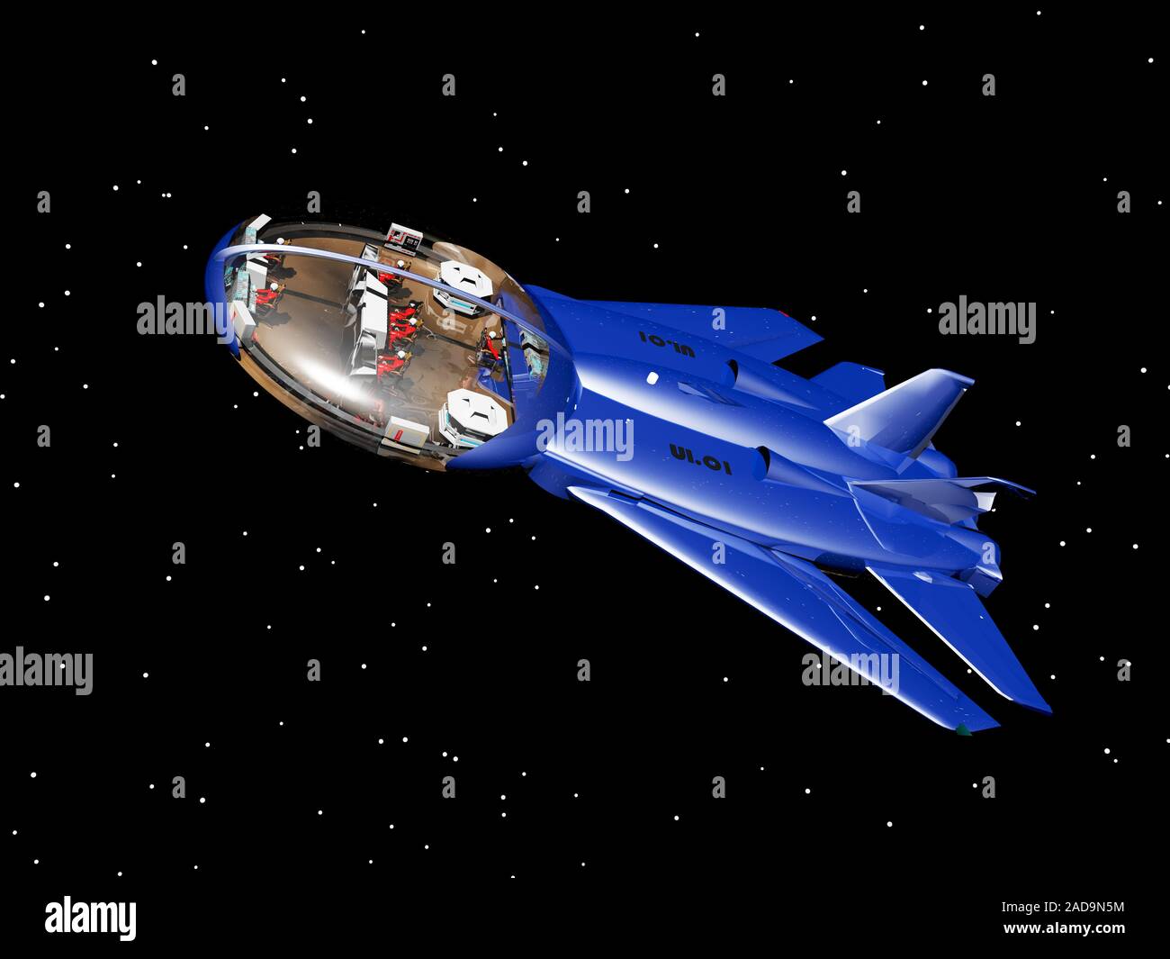 blue spaceship in the universe Stock Photo - Alamy