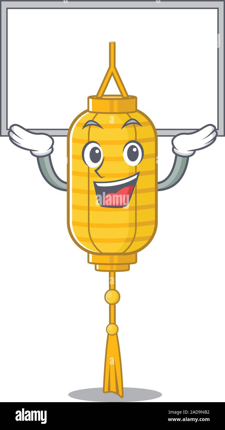 cute cartoon character lamp hanging raised up board Stock Vector Image ...