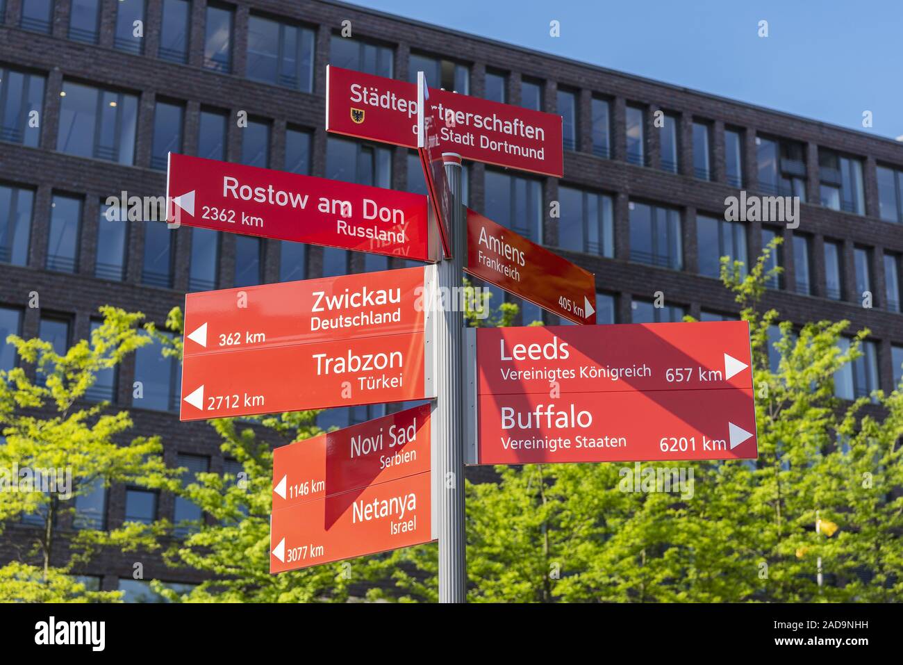 town twinning, information sign, Dortmund, Germany, Europe Stock Photo ...