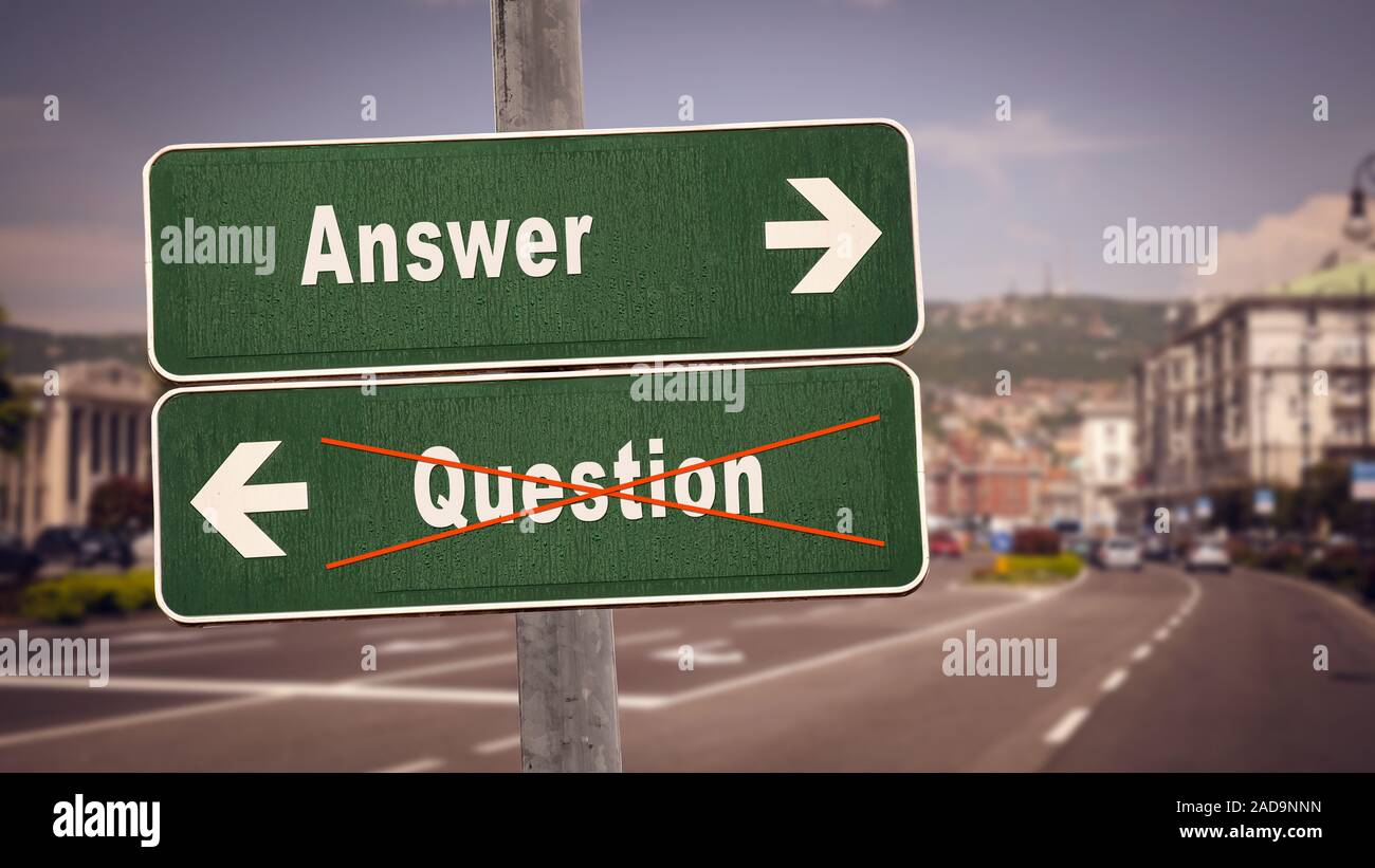 Street Sign to Answer versus Question Stock Photo - Alamy
