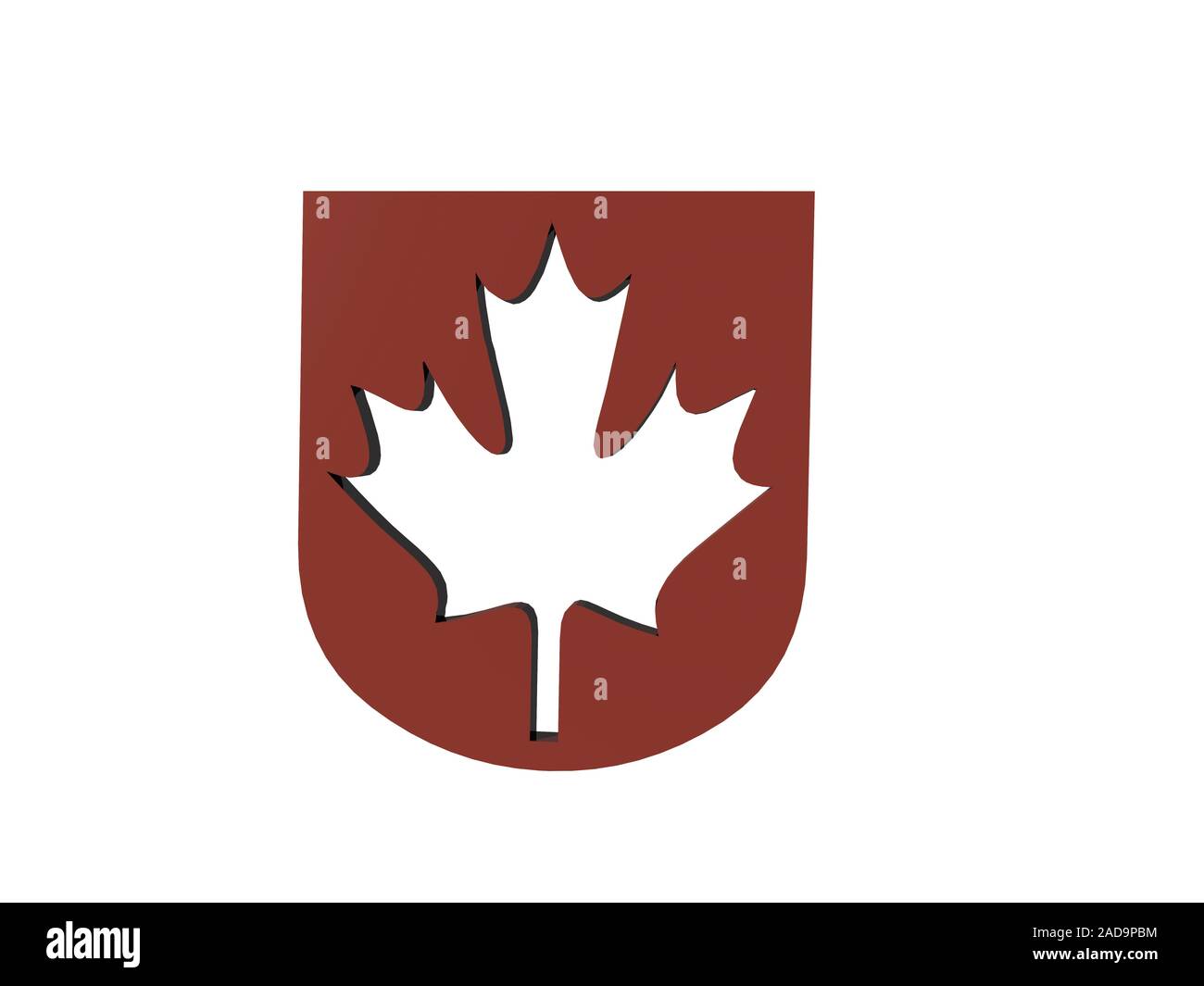 Maple leaf on red shield Stock Photo - Alamy