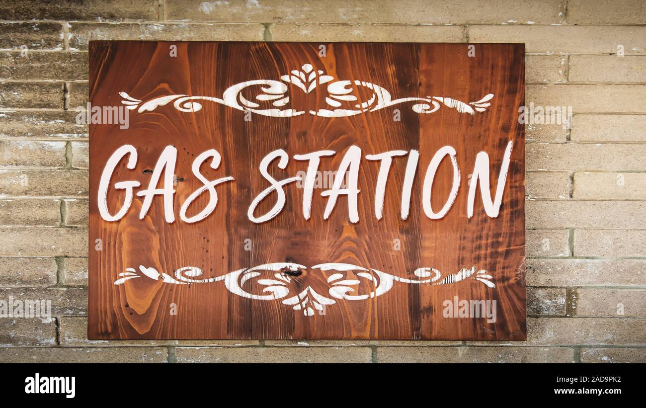 Street Sign to Gas Station Stock Photo - Alamy