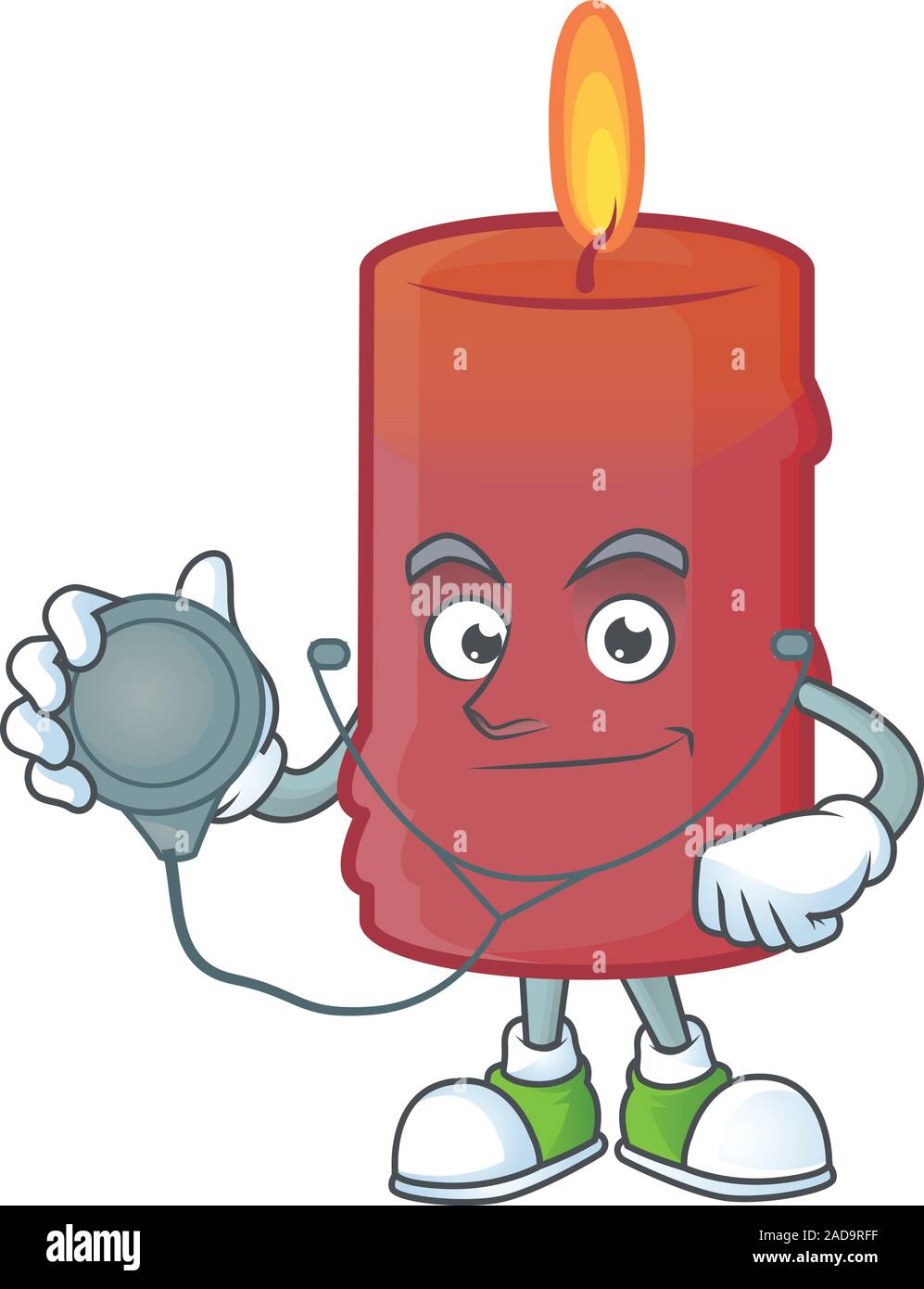 Red candle cartoon mascot style in a Doctor costume with tools Stock ...